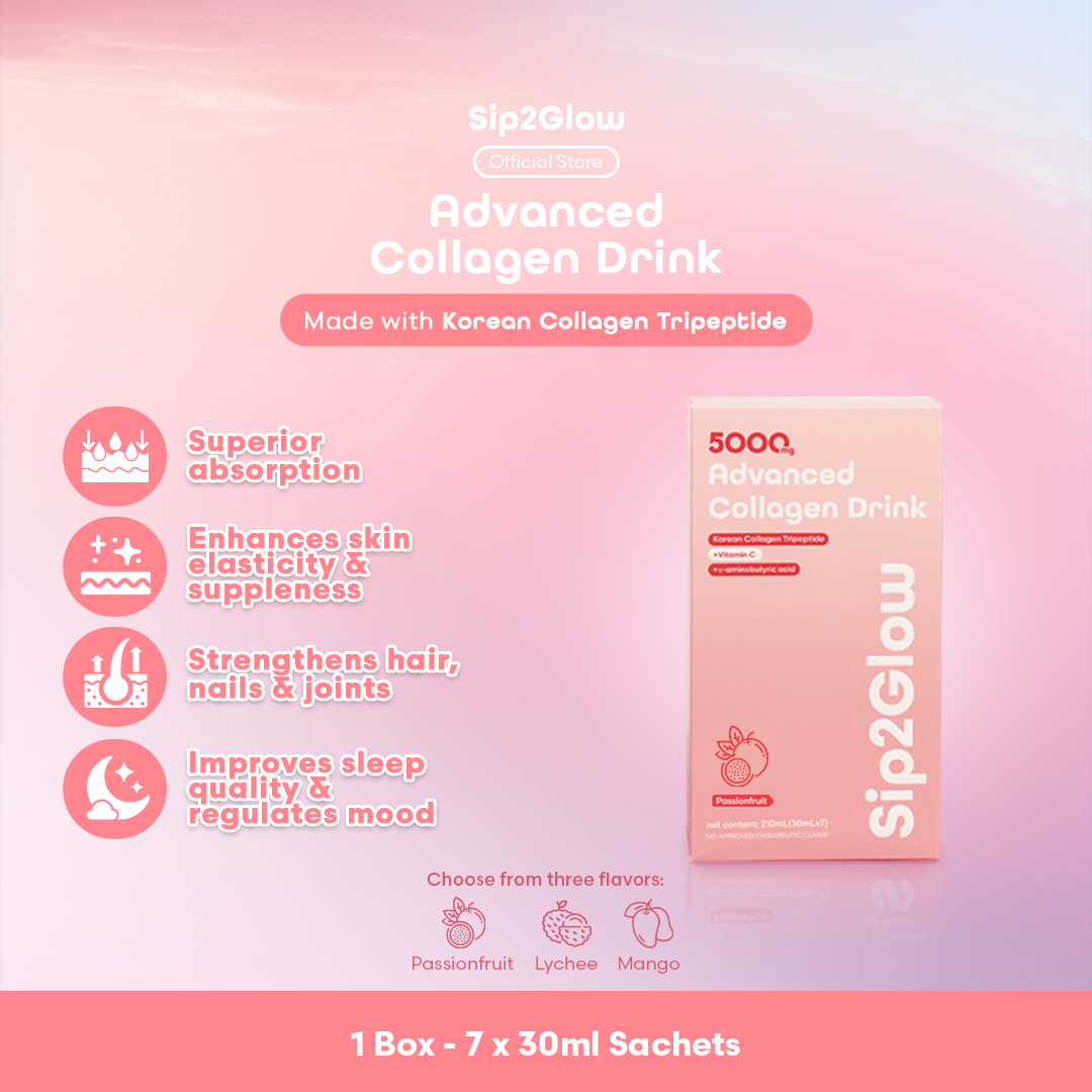 Sip2Glow Advanced Collagen Drink w/ Korean Collagen Tripeptide 7sachet ...